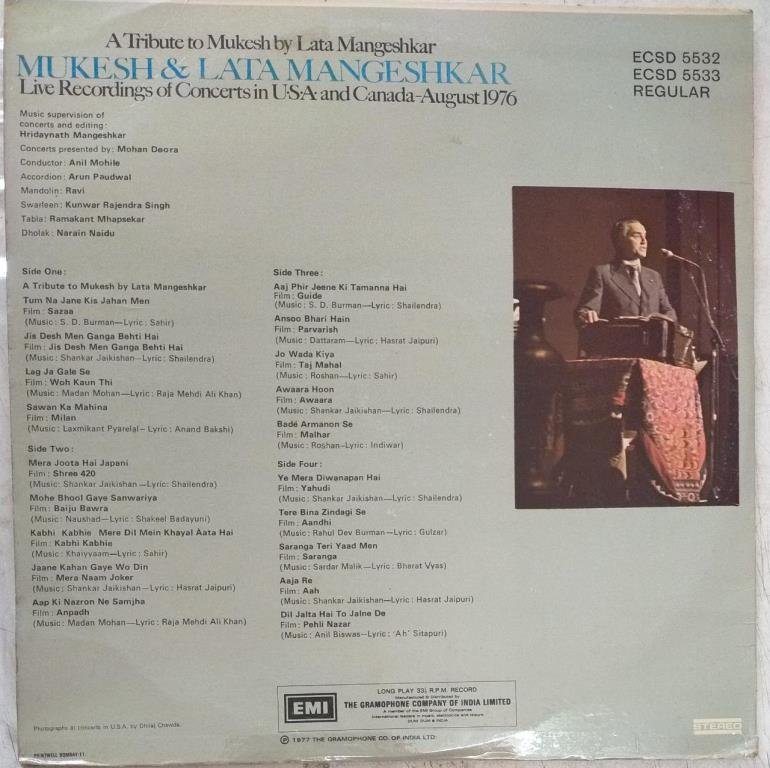 Live Recordings of Concerts in USA and Canada by Mukesh & Lata ...