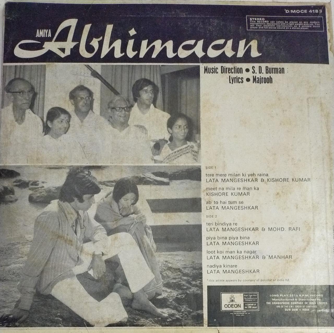 Abhimaan Hindi Film LP Vinyl Record by R D Burman - MOSSYMART