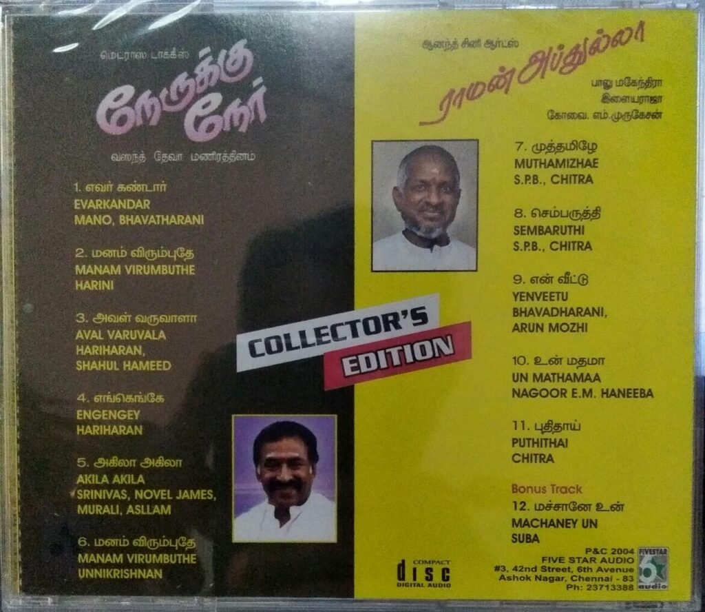 Nerukku Ner - Raman Abdullah - Tamil Audio CD by Ilayaraaja - Deva ...
