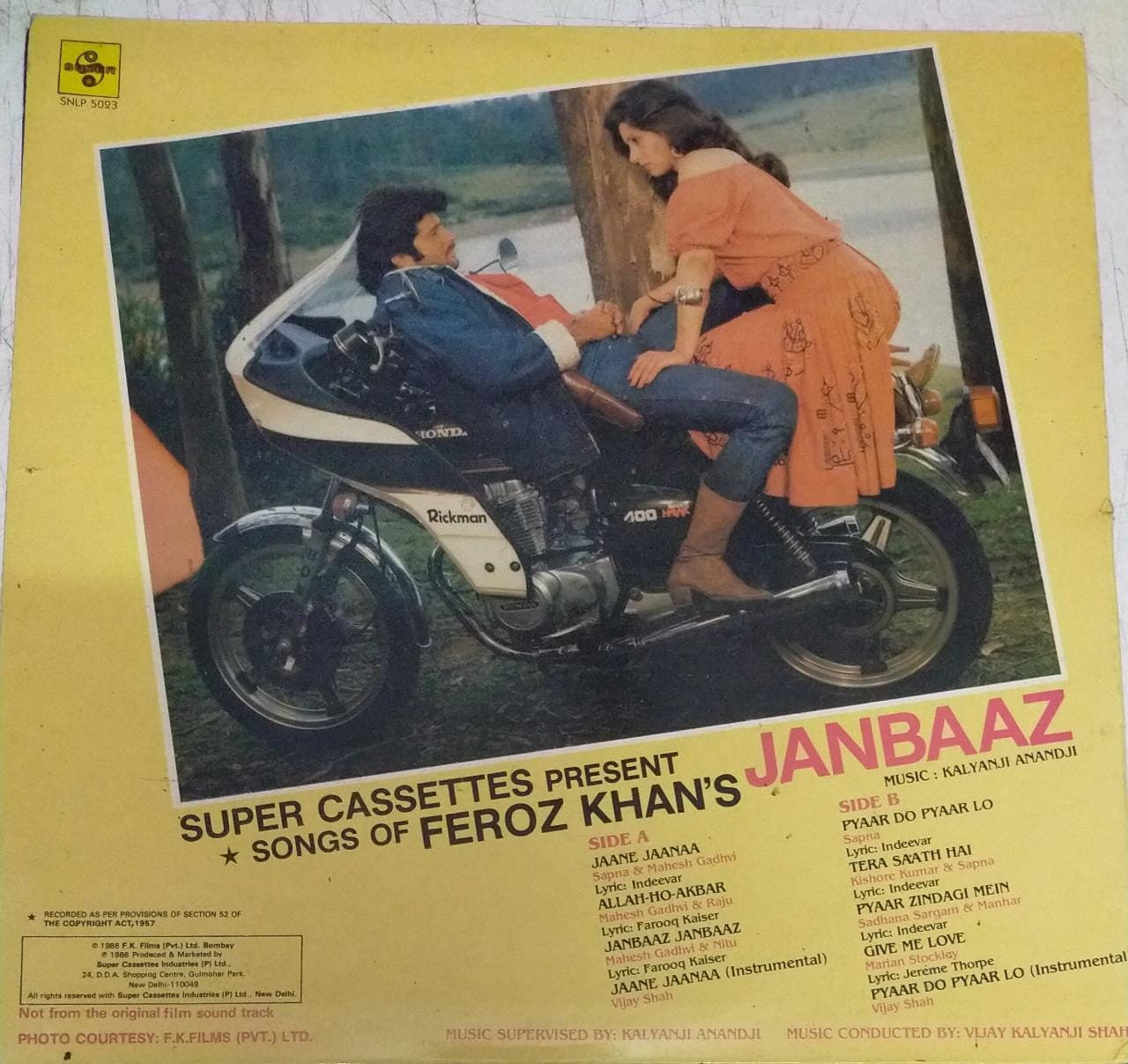 Janbaaz Hindi Film LP Vinyl Record by Kalyanji Anandji - MOSSYMART