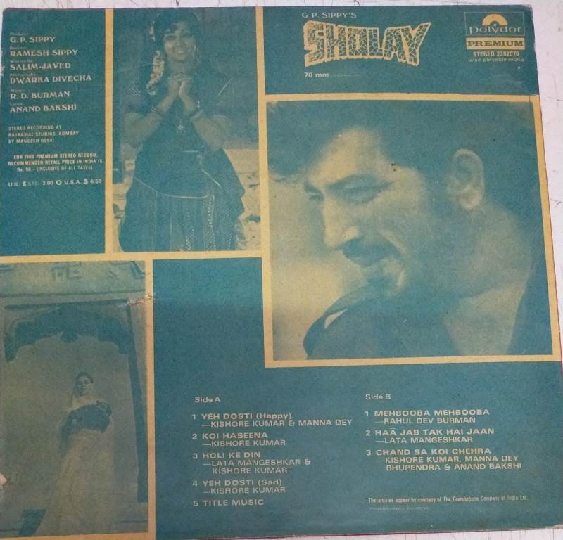 Sholay Hindi Film LP Vinyl Record by R D Burman - MOSSYMART