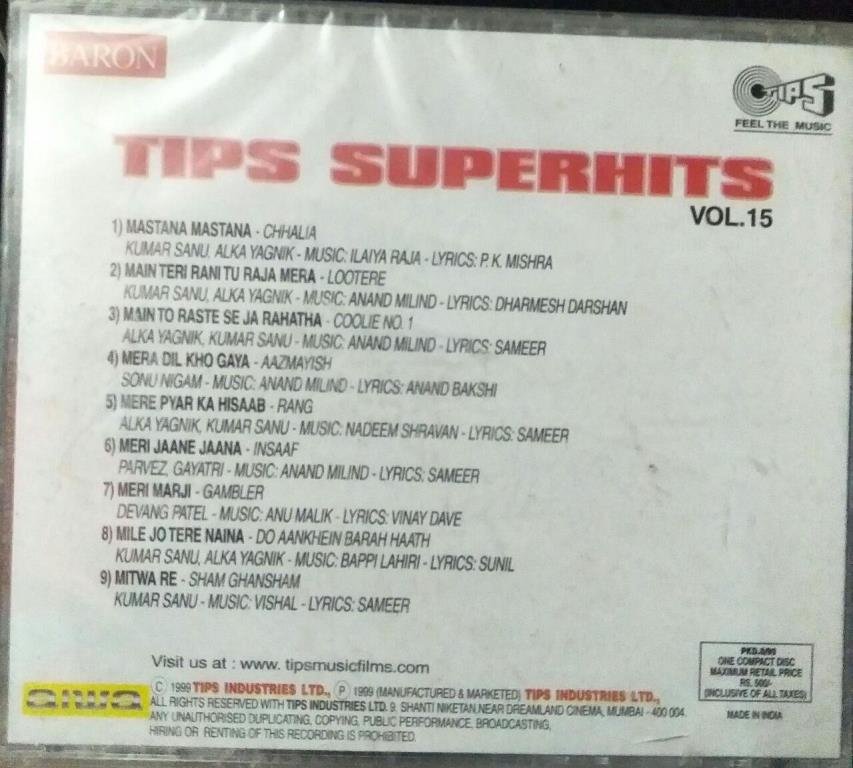 Tips Superhits Vol 15 Hindi Film hits Audio CD - MOSSYMART