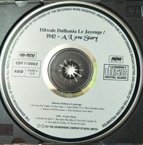 Dilwale Dulhania Le Jayenge- 1942 A Love story Hindi film Audio CD ...