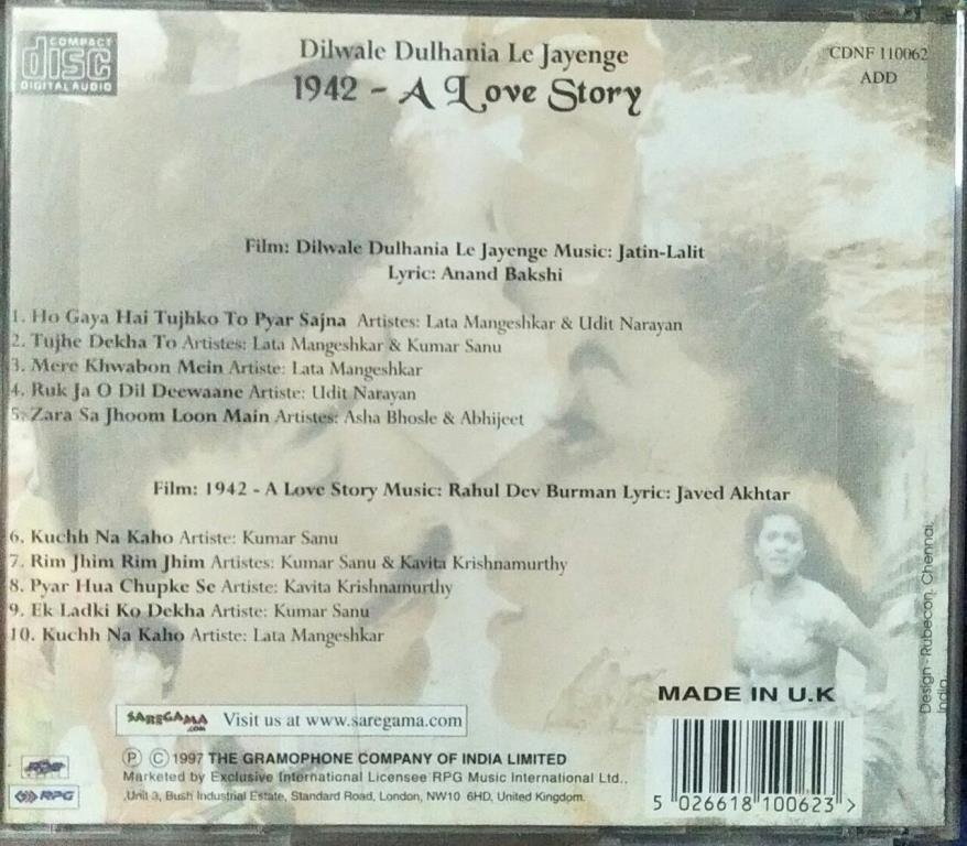 Dilwale Dulhania Le Jayenge- 1942 A Love story Hindi film Audio CD ...
