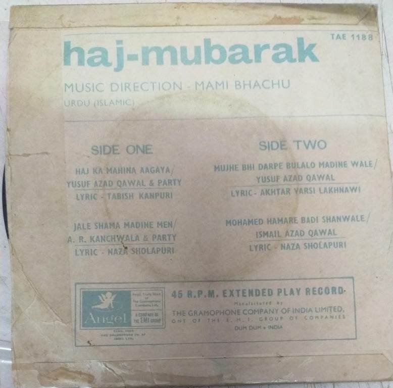 Haj- Mubarak Urdu Islamic EP Vinyl Record by Mami Bhachu - MOSSYMART