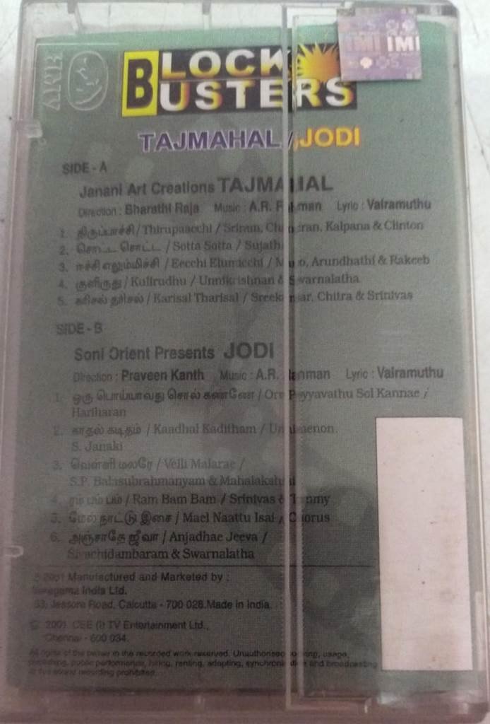 Taajmahal - Jodi Tamil Film Audio Cassette by A R Rahman - MOSSYMART