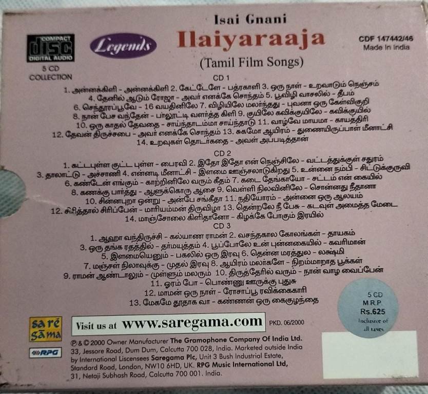 Legends Maestro Melodies in a Milestone Collection by Ilayaraja Tamil ...