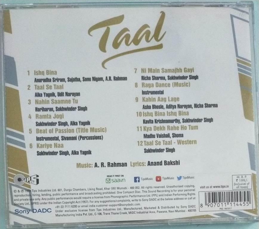 Taal Hindi Film Audio CD by AR Rahman - MOSSYMART