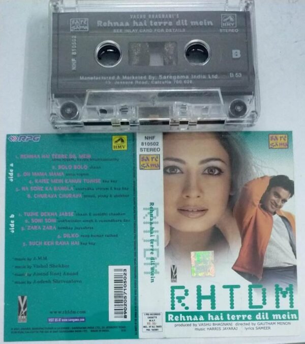 RHTDM- Rehnaa Hai Terre Dil Mein Hindi Film Audio Cassette - MOSSYMART