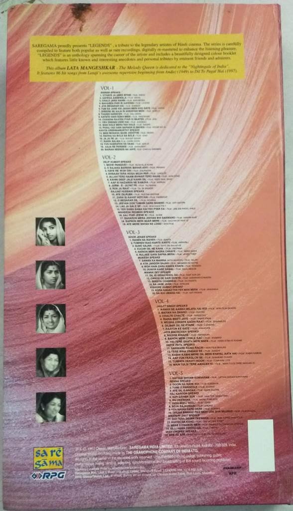 Legends pack Hindi Film songs Audio CD by Lata Mangeshkar ( pack of 5 ...
