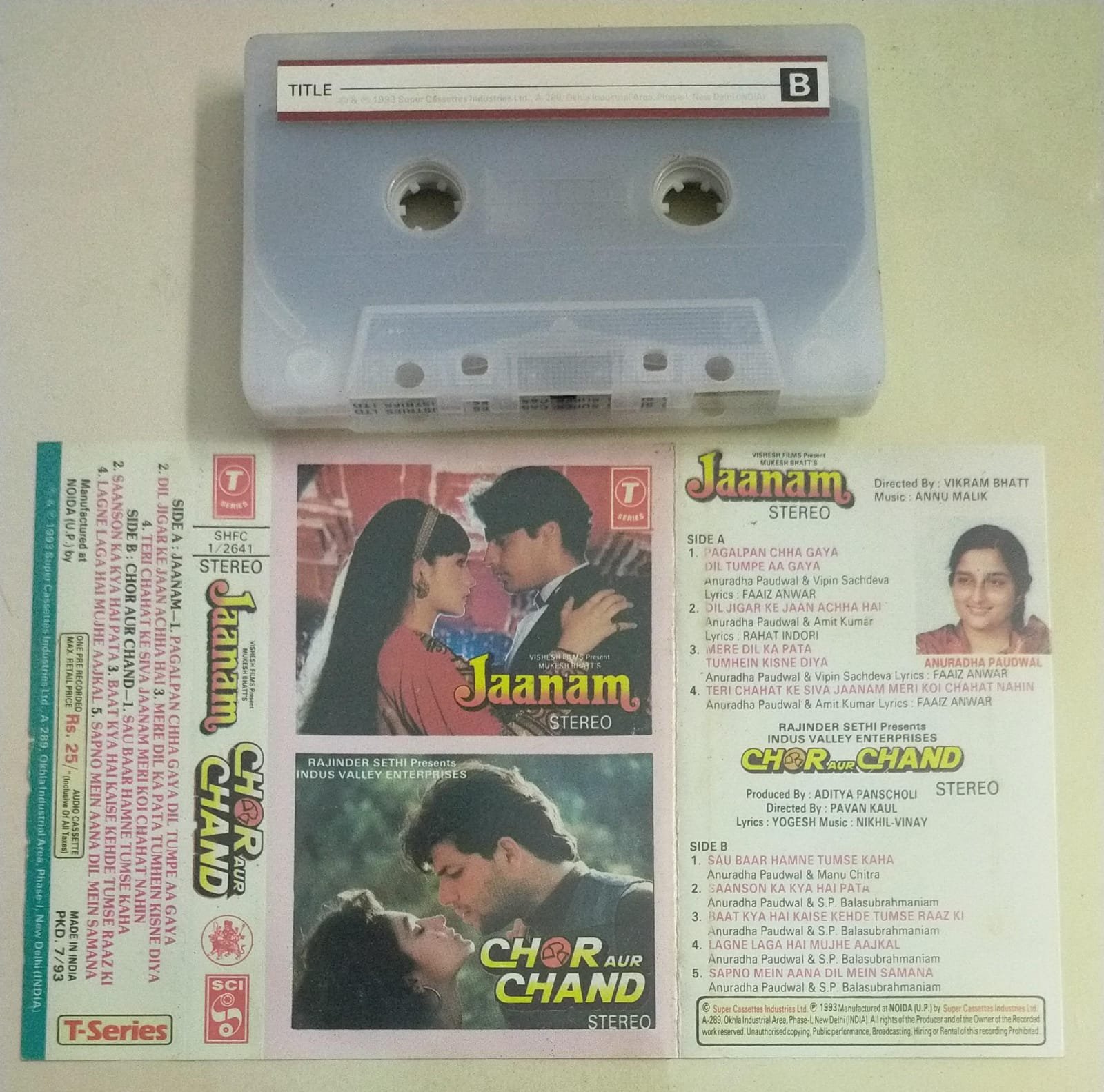 Jaanam- Chor Aur Chand Hindi Film songs Audio Cassette - MOSSYMART