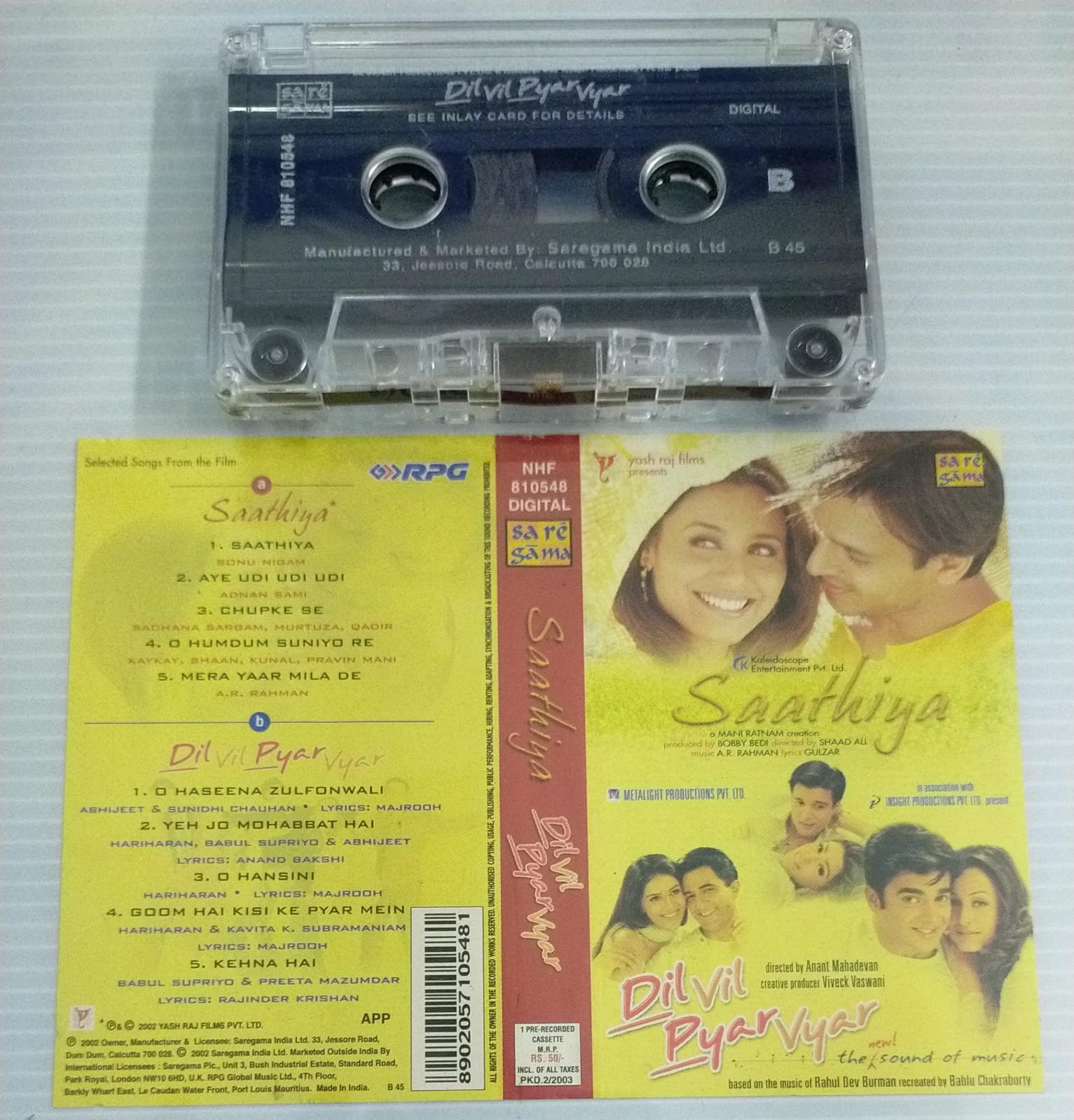 Saathiya- Dil Vil Pyar Vyar Hindi Film Audio Cassette - MOSSYMART